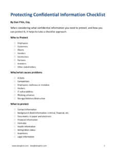 Protecting Confidential Information Checklist | Don Phin Esq.